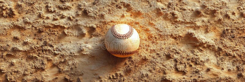 Baseball Resting on Sandy Field Texture with Golden Ratio Composition ...