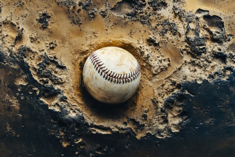 Baseball Rests in Sandy Field Textures Under an Empty Sky Ready for ...