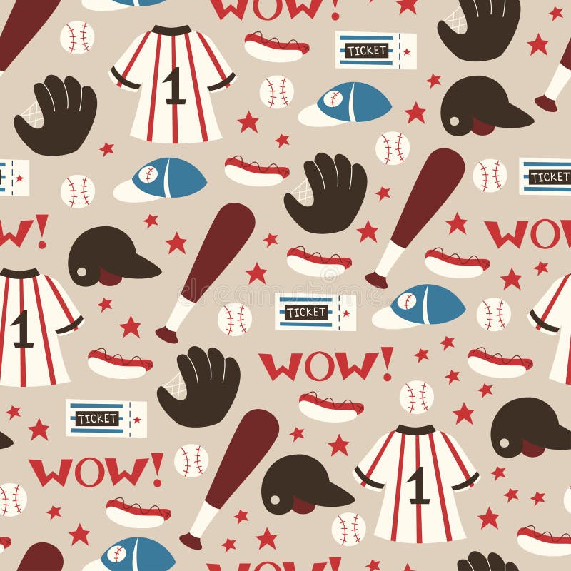 Baseball Seamless Pattern stock vector. Illustration of lifestyle ...