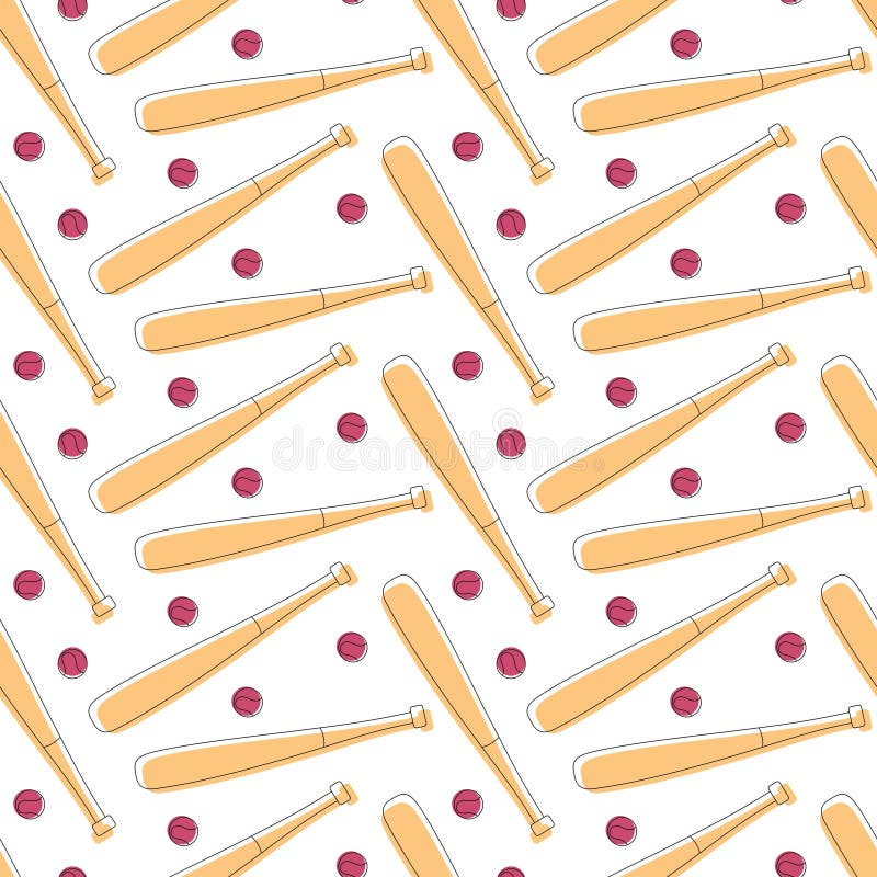 Baseball Seamless Pattern Vector Softball Baseball Bat Scarf Isolated ...