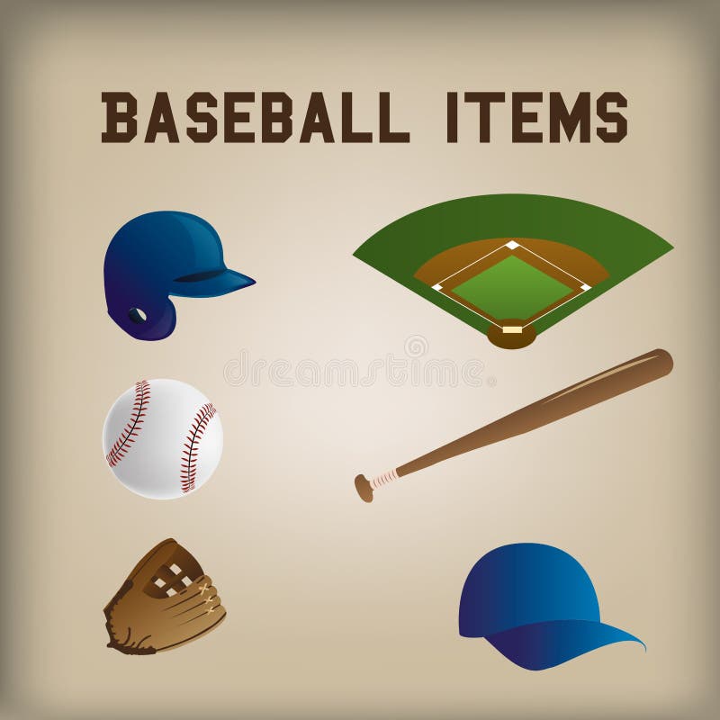 Baseball items . stock vector. Illustration of shape - 60937224