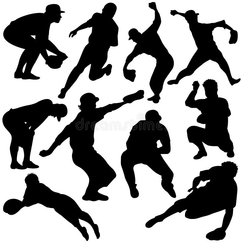 Baseball team silhouettes. stock vector. Illustration of uniform - 6898397
