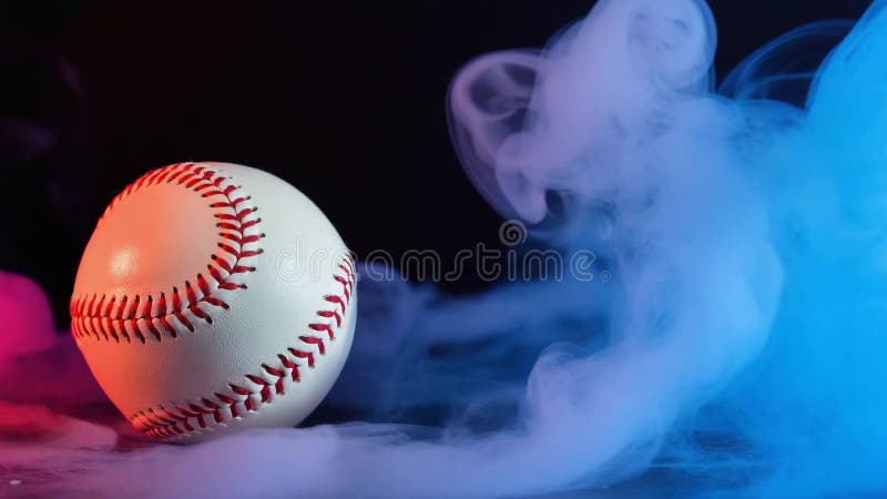 Baseball in Dramatic Lighting with Colorful Smoke Effect Slow Motion ...