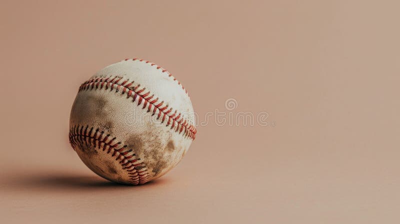 A Baseball is Sitting on a Tan Surface Stock Photo - Image of white ...