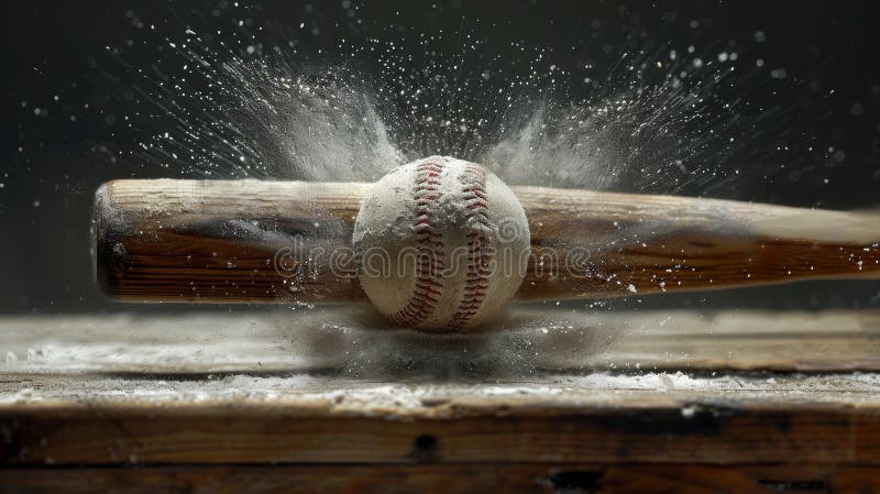 A Baseball Soaring through the Air As it is Struck by a Baseball Bat ...