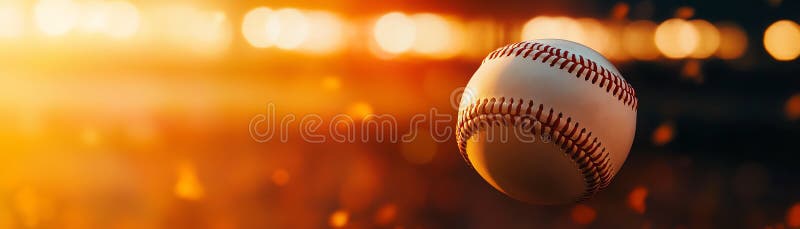 A Baseball Soaring through the Air with a Vibrant Sunset Backdrop ...