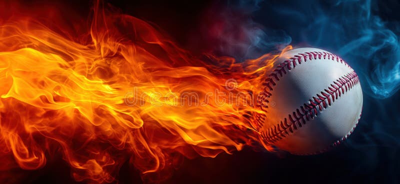 Baseball Soaring through Flames and Smoke in Dynamic Action Shot, Copy ...