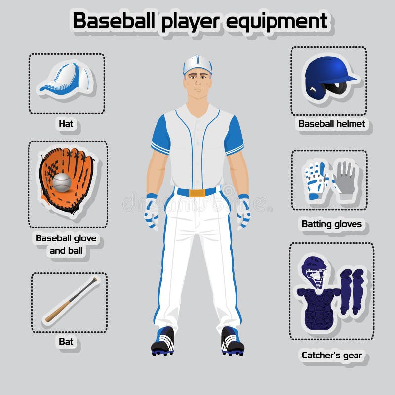 Baseball-Spieler-Uniform Und -ausrüstung Vektor Abbildung ...