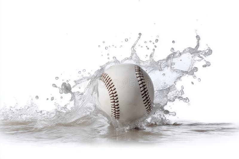 Baseball Splashing Water Slow Motion High Speed Capture White Stock ...