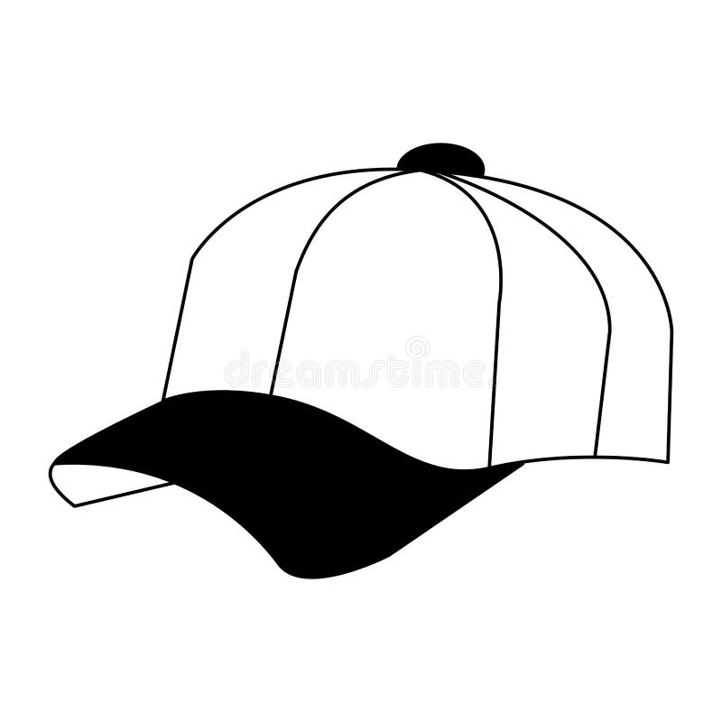 Baseball Sport Hat in Black and White Stock Vector - Illustration of ...