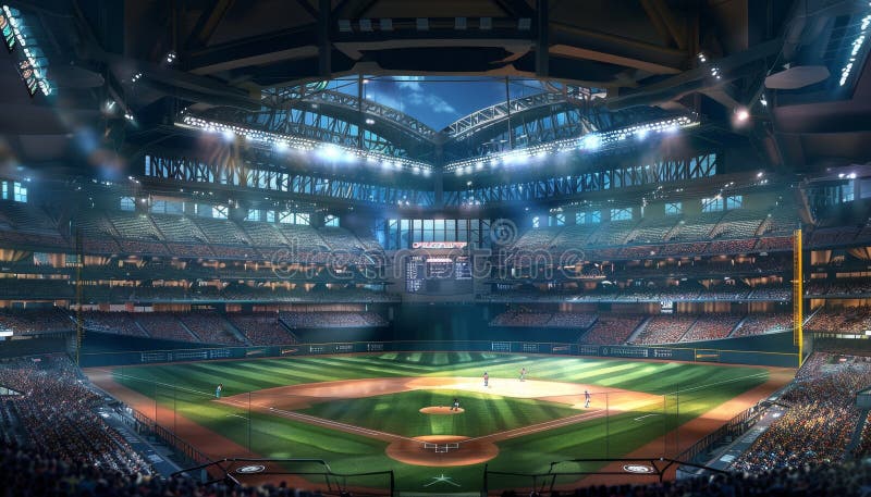 A Baseball Stadium with a Crowd of People Watching a Game by AI ...
