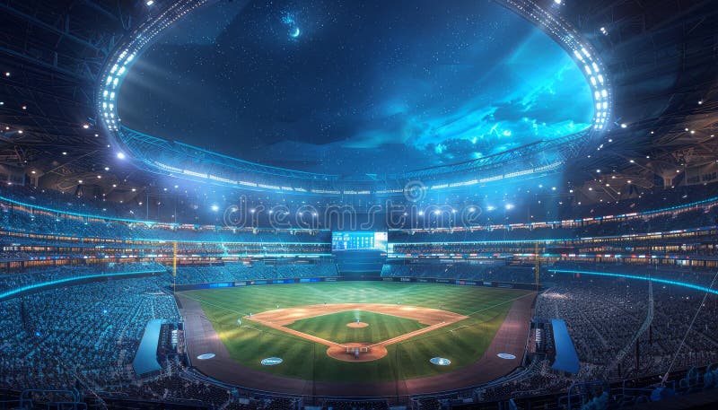 A Baseball Stadium with a Crowd of People Watching a Game by AI ...
