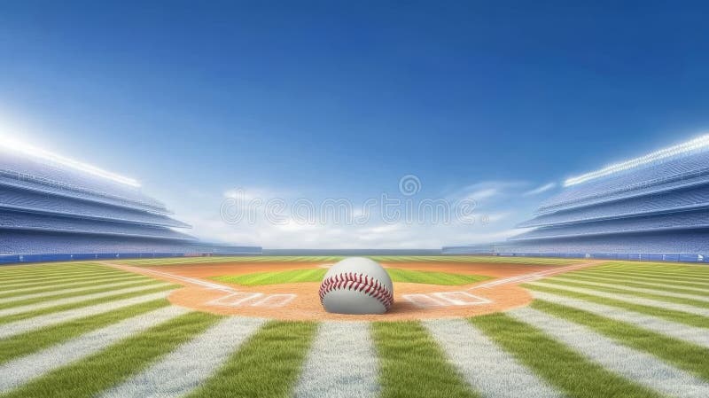 Baseball Stadium Pitchers Mound a Baseball Rests on the Pitchers Mound ...