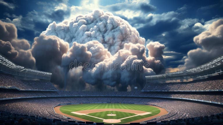 Baseball Stadium Under a Sky with Whispy Clouds, AI-generated. Stock ...