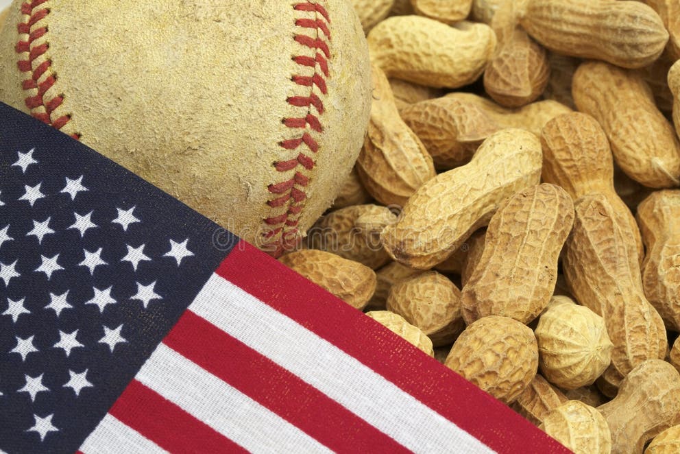 Baseball, US Flag and Peanuts, American Tradition Stock Photo - Image ...