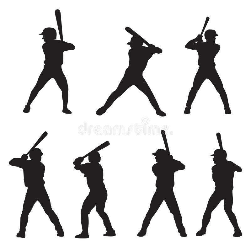 Baseball Vector Silhouettes Stock Vector - Illustration of vector ...