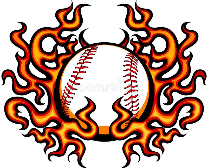 Flaming Baseball or Softball Ball Logo Stock Vector - Illustration of ...