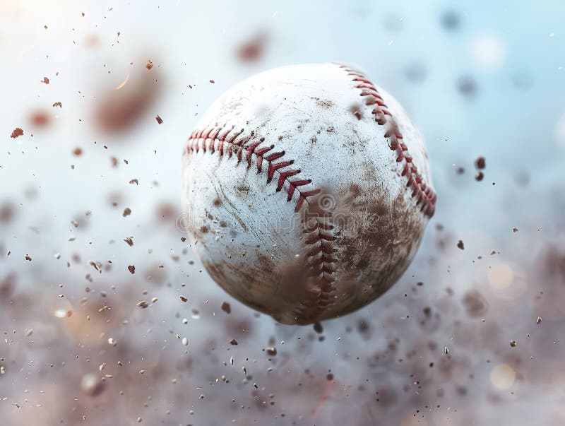 The Baseball Was Hit and Floated in the Air Stock Photo - Image of dirt ...