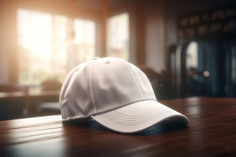 Baseball White Cap on Table. Generate Ai Stock Illustration ...