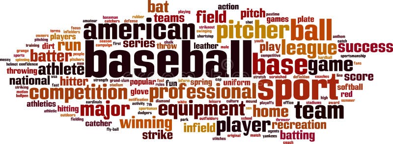 Baseball word cloud stock illustration. Illustration of dirt - 10975623