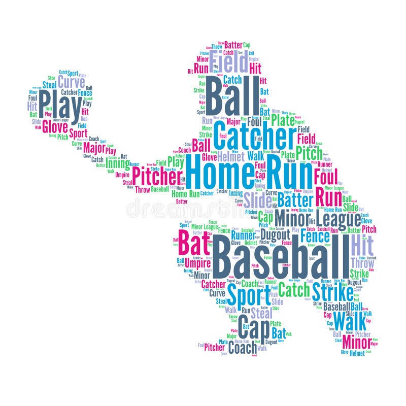 Baseball - Word Cloud Illustration with Baseball Player Stock ...