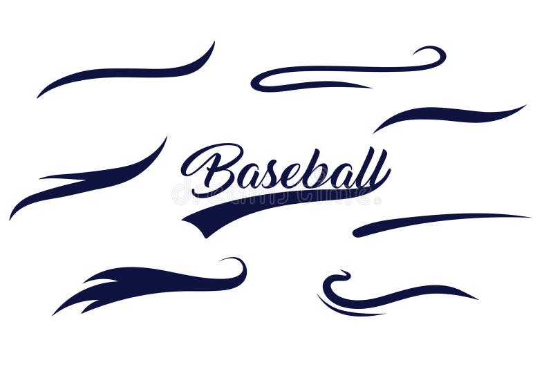 Baseball Wordmark with Navy Swoosh Shapes and Vintage Script Style ...