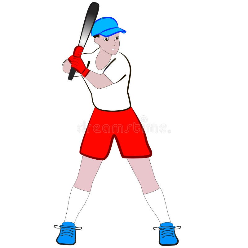 Baseball Young Guy on a White Background. Stock Vector - Illustration ...