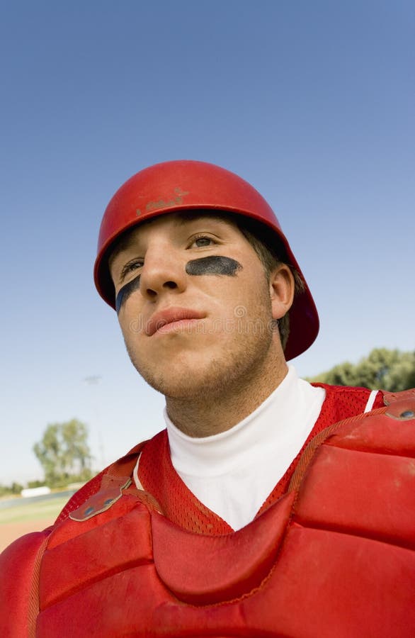 Baseballfangfederblech Auf Feld Stockbild - Bild von baseball, spieler ...