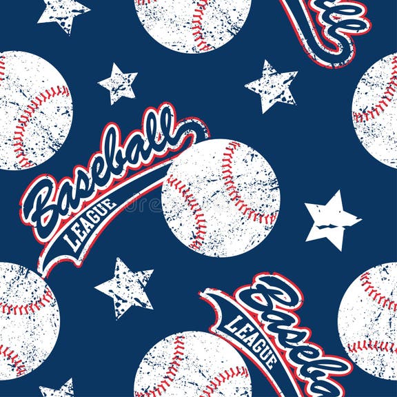Baseballs and Stars Seamless Pattern Stock Vector - Illustration of ...