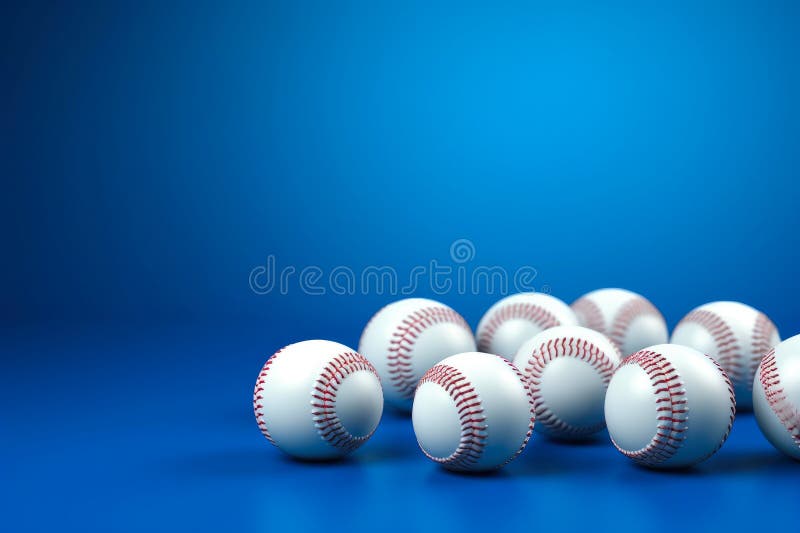Baseballs in Vibrant Blue Setting. Stock Image - Image of round ...