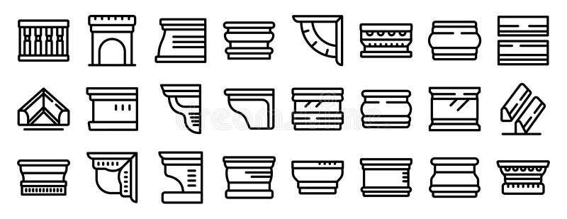 Baseboard Molding Icons Set. this Set of Icons Shows Different Cornice ...