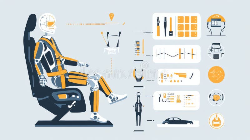 -based Infographic Illustrating Advanced Crash Test Dummy Analysis and ...
