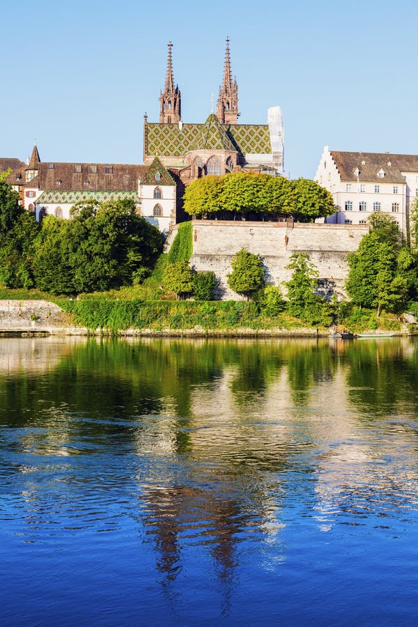 Basel Architecture Along Rhine River Stock Photo - Image of river ...