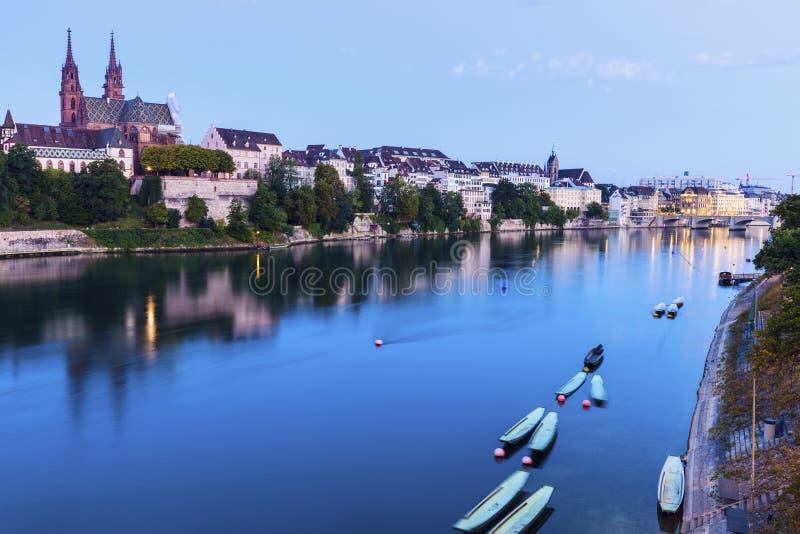 Basel Architecture Along Rhine River Stock Photo - Image of ...
