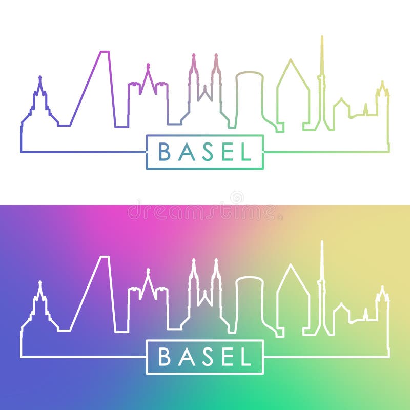 Basel Skyline and Landmarks Silhouette Stock Vector - Illustration of ...