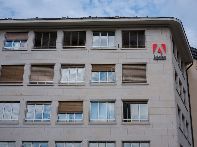 Basel, Switzerland - July 4 2022: Adobe Logo on Side of Building ...