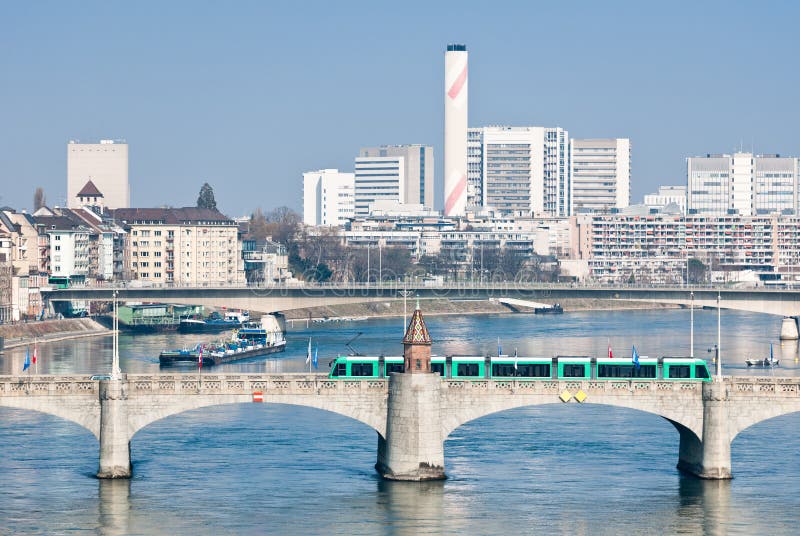Basel, Switzerland with Middle Bridge Stock Image - Image of basel ...