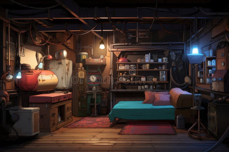 Basement Bedroom Anime Visual Novel Game. Generate Ai Stock ...