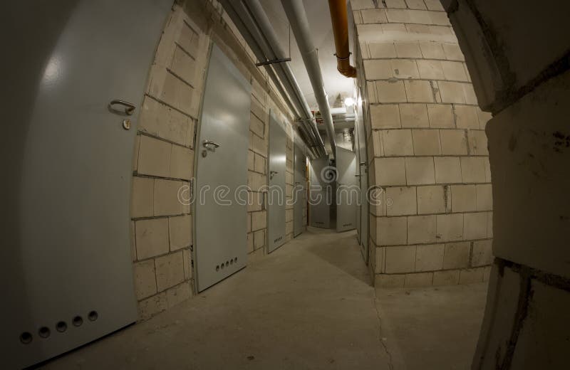 Basement corridor stock image. Image of dark, brick, architecture ...