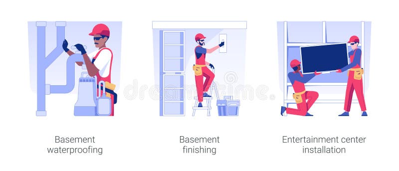 Basement Design Services Isolated Concept Vector Illustrations. Stock ...