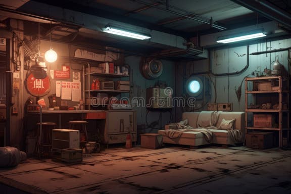 Basement Light Anime Visual Novel Game. Generate Ai Stock Illustration ...