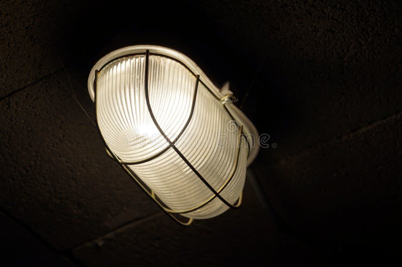 Basement Light on Breeze Block Ceiling Stock Photo - Image of energy ...