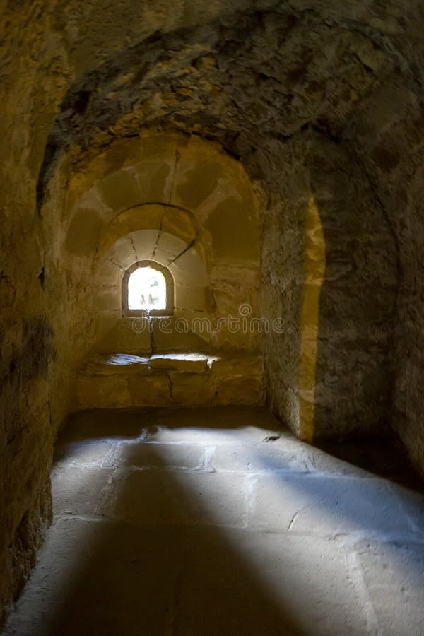 Basement of the Medieval Castle of Beaufort Stock Image - Image of blue ...
