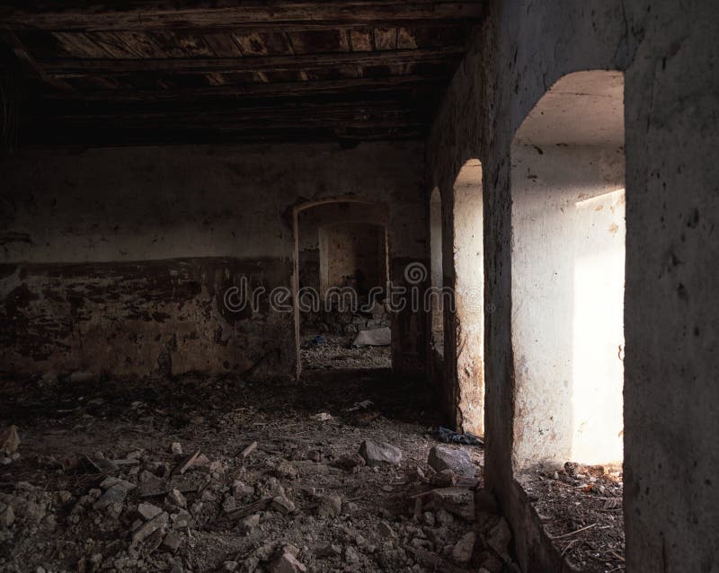 Basement of an Old Dilapidated Building Stock Image - Image of concrete ...