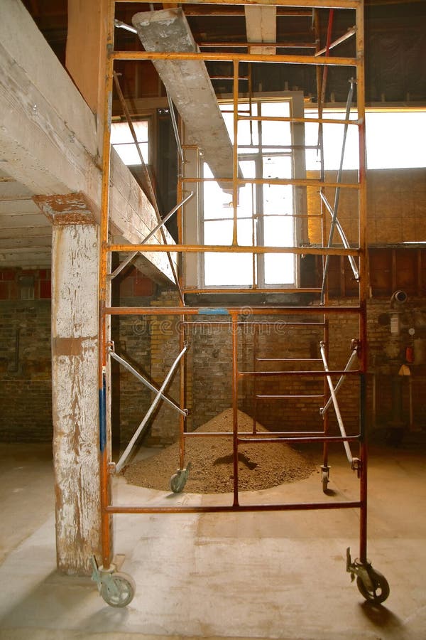 Renovation of a Warehouse Basement Stock Image - Image of scaffolding ...