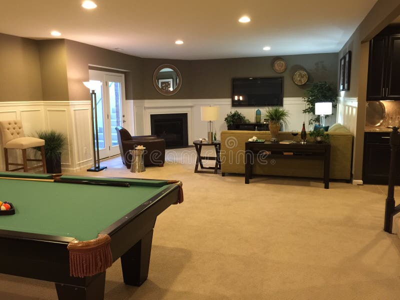 Basement with pool table stock photo. Image of beautifully - 53056980