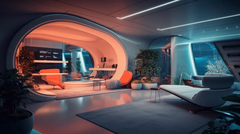 Basement Room of a Beautiful Futuristic Design. AI Generated Stock ...