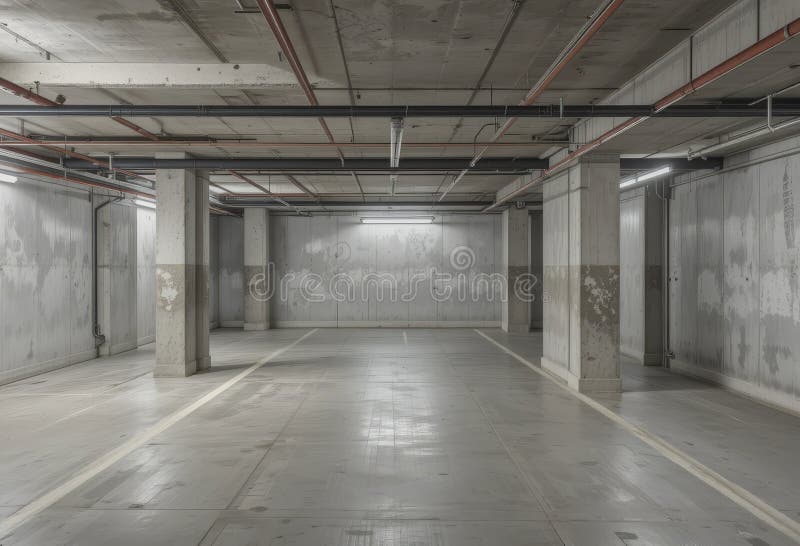 The Basement Room in the Parking Lot with Industrial Concrete Design ...