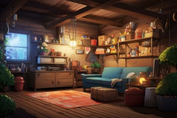 Basement Sofa Anime Visual Novel Game. Generate Ai Stock Illustration ...