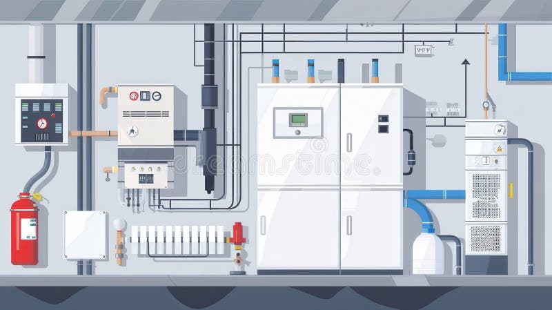 Heating System Configuration in a Modern Homes Basement with Gas and ...